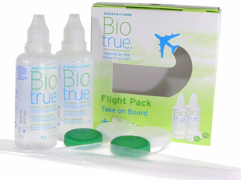 Produit lentilles BIOTRUE Flight Pack 2x60ml + 2étuis BAUSCH LOMB pour ...